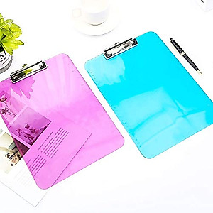 TGRTY Office Supply Clipboard A4 Acrylic Clipboard Transparent Writing Drawing Office Pads Paper Exam Storage Clip Board Stationery for School Supplies Durable Low Profile Clip (Color : Blue 1pc)