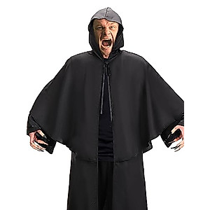Ramede Halloween Wizard Costume with Black Capes Bald Cap Hairnet and False Nail Finger Tips for Holiday Cosplay Party Men (Large)
