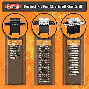 Hisencn Grill Replacement Parts for Charbroil 463436215, 463436214, 463436213, 463439915, 467300115, 463439914, 461372517, G432-Y700-W1, G432-0078-W1, Grill Burner, Heat Plate, Crossover Tube