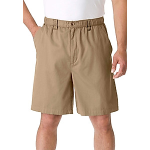 KingSize Knockarounds 8" Full Elastic Plain Front Shorts - 4XL, Khaki