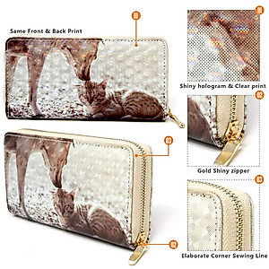 MIRMARU Women’s Holographic 3D Long Clutch Wallet Zipper Closure Card Slots Zippered Coin Pouch (186, FLAMINGO-02)