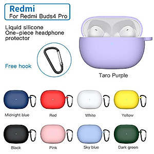 USTIYA Case for Redmi Buds 4 Pro Protective Silicone Case with Keychain Cover (Black)