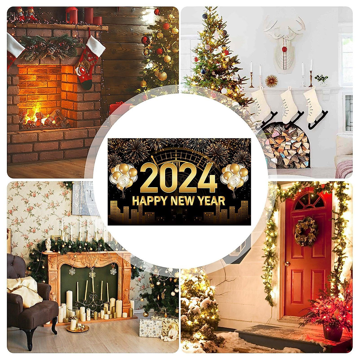 2024 Happy New Year Backdrop Happy New Year Background Cloth Happy New Year Banner New Year Party Decoration Family Party Photo Background