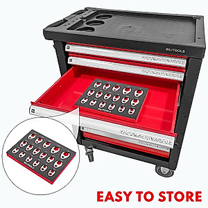 BILITOOLS Crows Foot Wrench Set, 3/8" Drive Crowfoot Flare Nut Cr-V Metric 10-22mm & SAE 3/8"-7/8" | 17 Piece