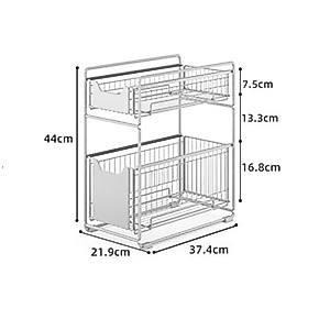 SLDMJFSZ Under Sink Organizers and Storage,2-Tier Sliding Kitchen Cabinet Organization,Multi-Purpose Under Sink Shelf,Black/White,White,Small