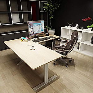 Bookshelf Height-Adjustable L-Shaped Standing Corner Desk Frame, Intelligent Electric Lifting Table with 4 Automatic Memory Keyboards, Heavy-Duty Steel Desk can Rotate 120°, for Home Office