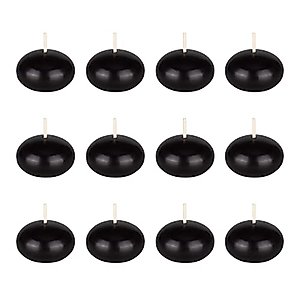 Mega Candles 12 pcs Unscented Black Floating Disc Candle, Hand Poured Paraffin Wax Candles 1.5 Inch Diameter, Home Décor, Wedding Receptions, Baby Showers, Birthdays, Celebrations & Party Favors