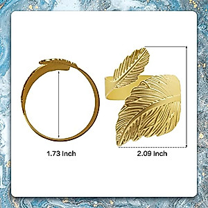 LONMTOS Leaf Shape Napkin Rings of 12 Set Gold Napkin Rings for Table Setting Anniversary, Birthday, Christmas, Easter, Fall, Halloween, Thanksgiving, Party of Table Setting