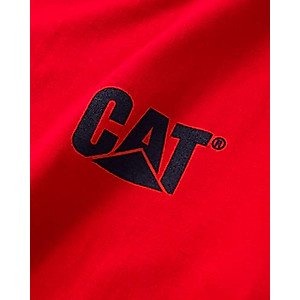 Caterpillar Men's Trademark T-Shirts with Shape-Retention Rib Trim Spandex, Tagless Neck, and CAT Logo on Left Chest, Hot Red Eclipse, X-Large