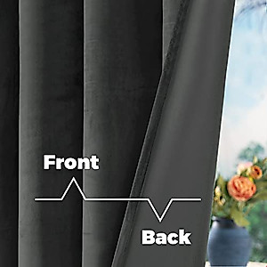 BGment Grey Velvet Curtains for Living Room - Velvet Blackout Curtains 84 Inches Long, Grommet Thermal Insulated Privacy Soft Luxury Window Curtains for Bedroom/Theater, 52 x 84 Inch, Set of 2 Panels