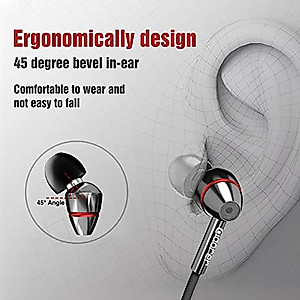 adorer Wired Earphones, EM20 Ergonomic Comfort-Fit in-Ear Headphones with Microphone and Volume Control, Powerful Bass Noise Isolating Earbuds for iPhone iPad iPod Samsung MP3/MP4 Player