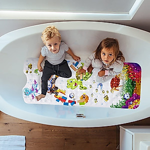 Bath Mat for Kids Toddler Baby, Extra Long 40 x 16 inch Non-Slip Baby Shower Bath Mat with Suction Cups (Ocean Animal-Vertical)