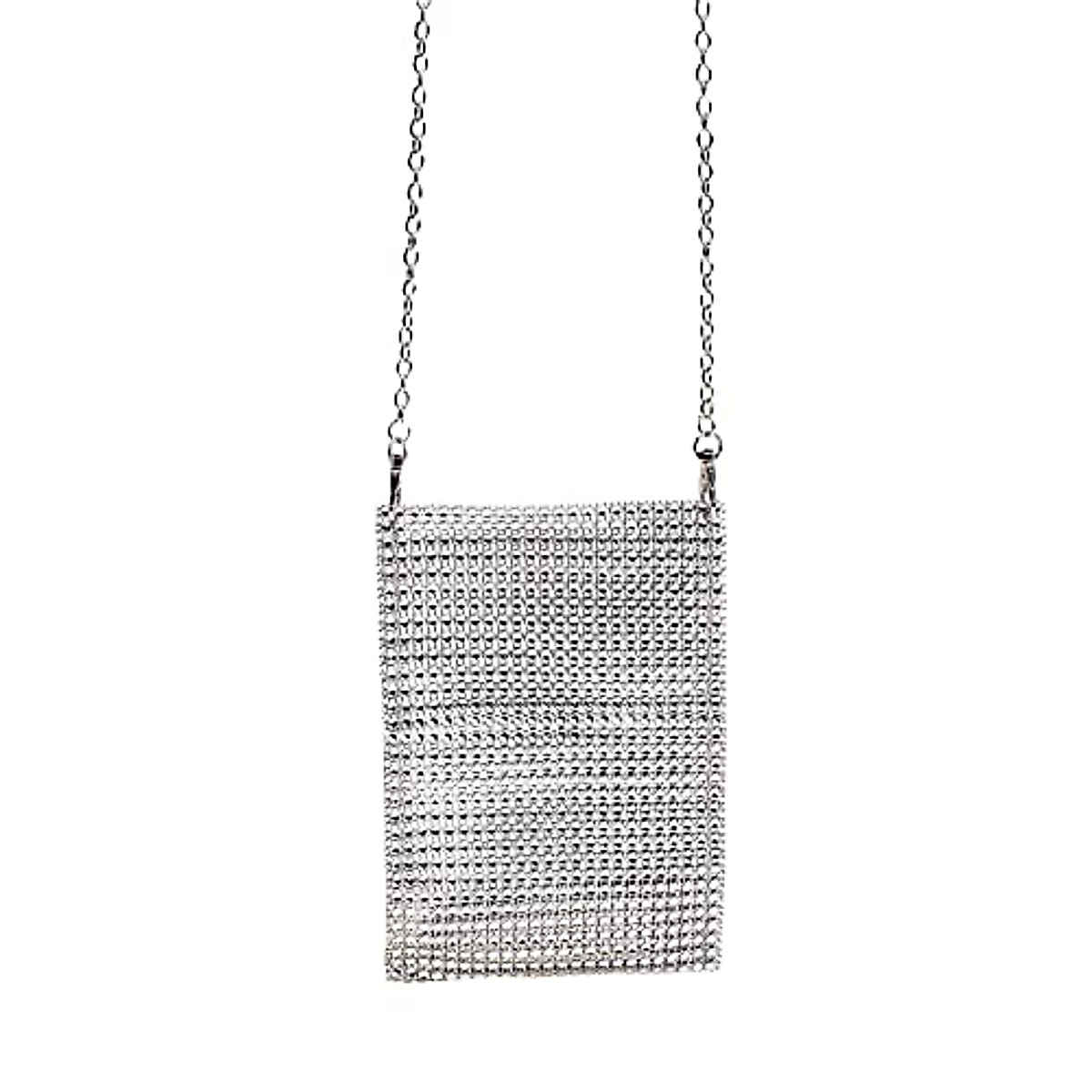 GORGLITTER Women's Rhinestone Decor Clutch Purses Evening Handbag Chain Shoulder Square Bag Phone Purse Silver One Size