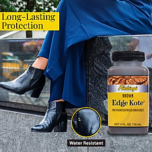 Fiebing's Edge Kote (4oz, Brown) - Leather Edge Paint for Shoes, Furniture, Purses, Couches, Belts - Flexible, Water Resistant, Semi Gloss Color Coating Leather Dye to Protect Natural Edges