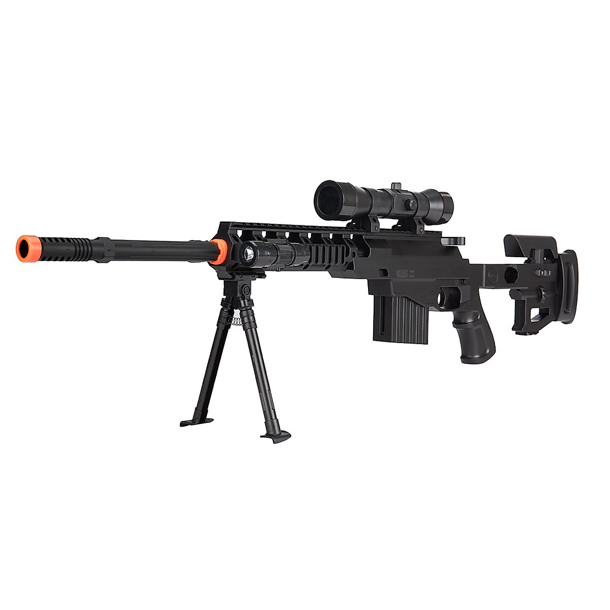 UKARMS CQB P1402 Spring Airsoft Tactical Sniper Rifle Gun : Folding Stock + Flashlight + Bipod