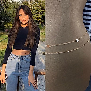 Rotnso 14K Gold Plated Body Chains | Dainty Boho Layered Beach Waist Chain | Adjustable Bikini Belly Chain | Jewelry Accessories for Women sexy