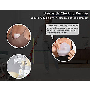 Wearable Manual Breast Pump︱2oz Milk Catcher︱Hands Free︱Easy to Wash︱Nature Suction︱No Milk Leakage︱Duckbill Suction Piece︱Comfortable for Long Wear︱Air Valve︱Use with Wearable Electric Pump (2Pcs)