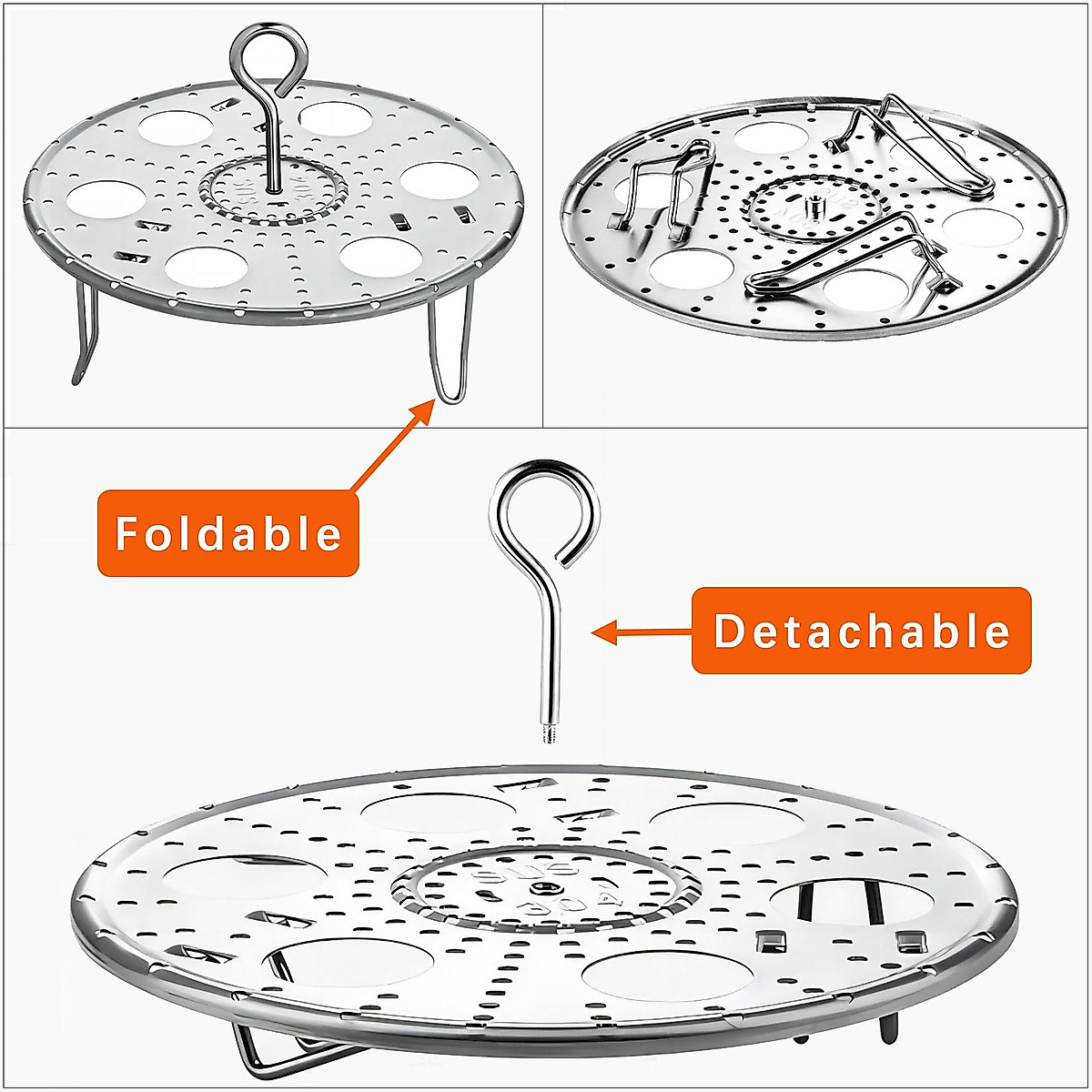 Egg Steam Rack Multipurpose Trivet for Instant Pot Accessories Fit 6,8 Qt Pressure Cooker, Stainless Steel Egg Cooker for Hard Boiled Eggs, Cook 14 Eggs, 2 Pack Stackable Steamer For Cooking Rack