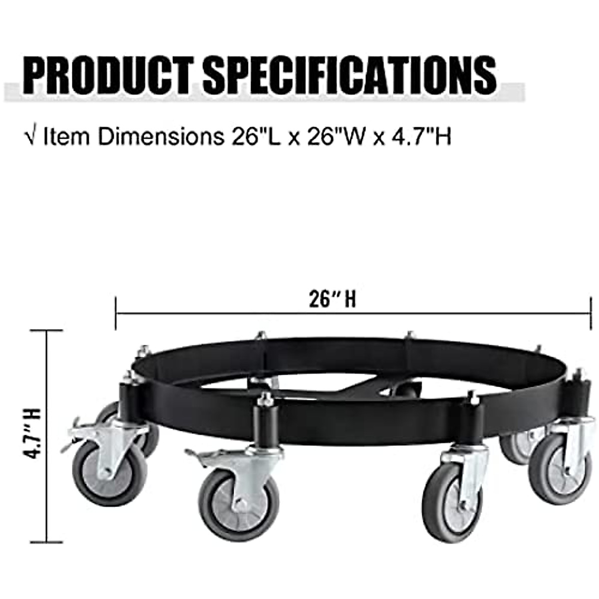 Heavy Duty Drum Dolly 2000 Pound - Trash Can Dolly 55 Gallon Swivel Casters Wheel Steel Frame Dolly Cart Non Tipping Hand Truck Capacity Dollies