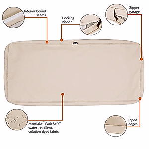 Classic Accessories Montlake FadeSafe Water-Resistant 59 x 18 x 3 Inch Outdoor Bench/Settee Cushion Slip Cover, Patio Furniture Swing Cushion Cover, Antique Beige, Patio Furniture Cushion Covers