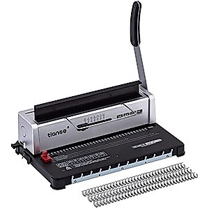 TIANSE Binding Machine, Wire Binder Machine 34 - Square Size Holes, Punching 120 Sheets, Bind 12 Sheets Book Maker with Sturdy Metal Construction Comes with 100pcs of 3/8" Wire Binding Ring