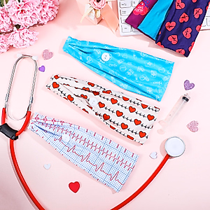 Tigeen 30 Pcs Nurse Headbands for Women Nursing Headbands with Buttons Stretch Non Slip Elastic Hair Bands Ear Protection Medical Headbands for Doctors Nurse Work Head Wraps Hairband for Sports