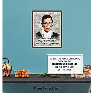 Ruth Bader Ginsburg Wall Art Print - Inspirational Quote Dictionary Home Decor Picture - Upcycled Motivational Decoration for Office, Living Room, Apartment - Gift for RBG Fans - 8x10 Poster