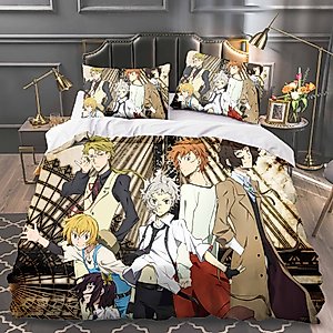 QAHEART Dazai Osamu Nakajima Atushi 3-Piece Duvet Cover Set Bedding Set Comforter Anime Cute Bed Sets Microfiber Breathable Cover for Kids Bedroom