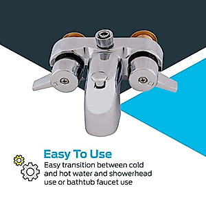 EZ-FLO Two-Handle Add-On Shower Diverter Bathcock, Chrome Plated, 11129