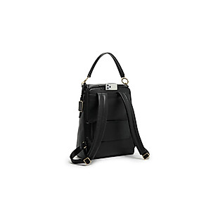 TUMI Voyageur Liv Backpack/Tote - Backpack or Tote Bag - Tote Bag & Backpack Combo - Black Leather & Gold Hardware