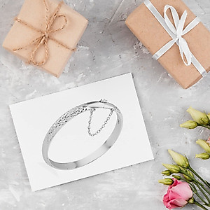 SHOP LC DELIVERING JOY 925 Sterling Silver Diamond Cut Cuff Bracelet, 7 inches, Modern, for Women, Mothers Day Gifts Birthday