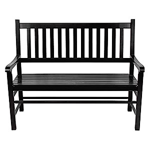 Shine Company 4217BK Eden Garden Indoor Outdoor Porch Wooden Bench, Black