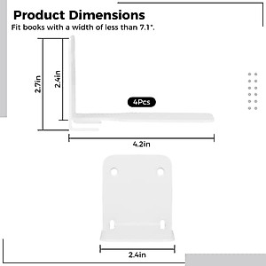 TIMCORR 4Pcs Invisible Floating Bookshelves: Wall-Mounted Floating Book Organizers, Heavy-Duty Metal Book Storage Holders, Multi-Purpose Wall Ledge Shelves for Bedroom, Living Room, Office