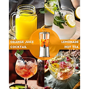 WantJoin Beverage Dispenser With Stand, Drink Dispenser for Party, Stainless Steel Water Jar Dispenser with Ice Container, Spigot, Drink Jar Jug For Home Parties, Clear Acrylic, 2-GALLONS 8-L