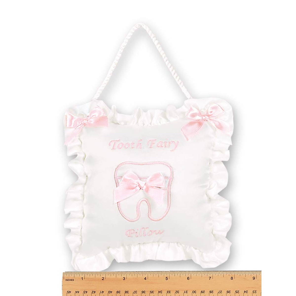 Bearington Le Petite Girls Pink Tooth Pillow, 7.5" x 7.5 "