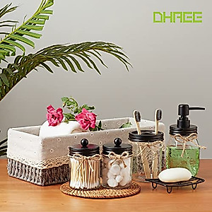 DHAEE Bathroom Storage Set(6PCS) - Storage Basket for Organizing,Mason Jar,Apothecary Jar,Toothbrush Holder,Lotion Soap Dispenser,Soap Dish,Home,Farmhouse,Rustic Decor Accessories Sets