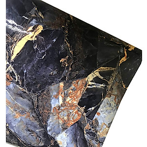 Yija Blue Granite Look Marble Gloss Film Vinyl Self Adhesive Counter Top Peel and Stick Wall Decal (15.6In by79In)