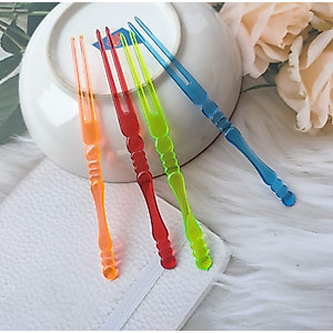 400PCS Disposable Plastic Cocktail Picks Fruit Forks, Mini Cake Forks Sticks Party Supplies, Tasting Appetizer Plates Picks Dessert Forks (Multicolor)