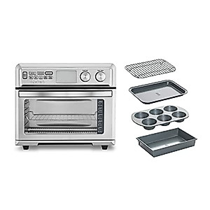Cuisinart TOA-95 Large Digital Airfryer Toaster Oven Bundle with Metallic 4-Piece Non-Stick Toaster Oven Bakeware Set (2 Items)