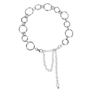 LABANCA Womens Metal Chain Dress Belt Hollow Out Ring Sweater Belt Decorated Skinny Waist Belt Silver