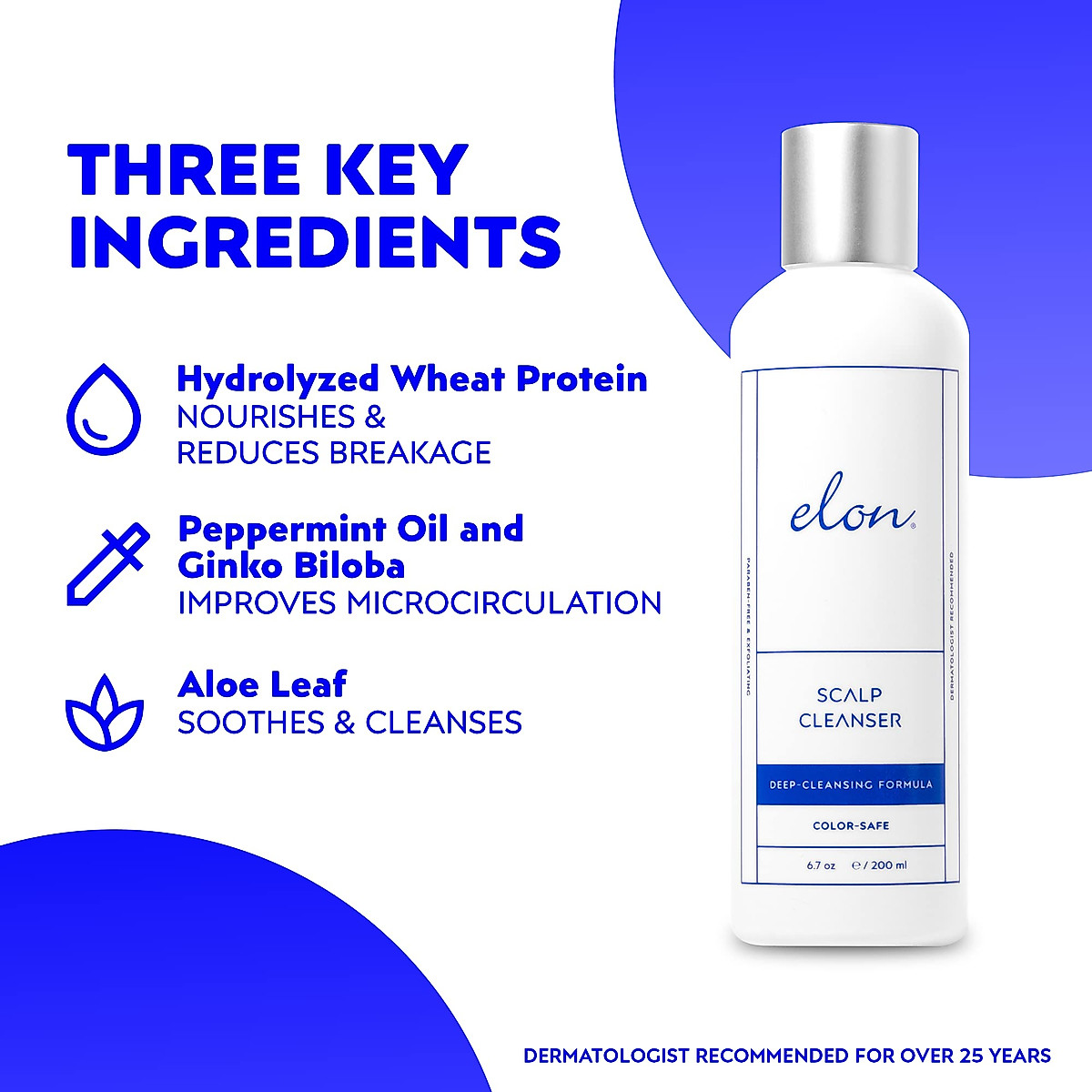 Elon Thinning Hair Scalp Cleanser - Revitalizing & Exfoliating Scalp Treatment for Hair Growth – For Women & Men – Color Safe & Paraben Free (6.7 Oz.)
