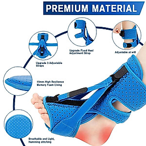 AZOJOY Plantar Fasciitis Night Splint - Adjustabl Plantar Fasciitis Brace with Arch Support for Women & Men, Effective Plantar Fasciitis Relief Achilles Tendonitis Foot Drop Heel Pain(Blue-1pc)