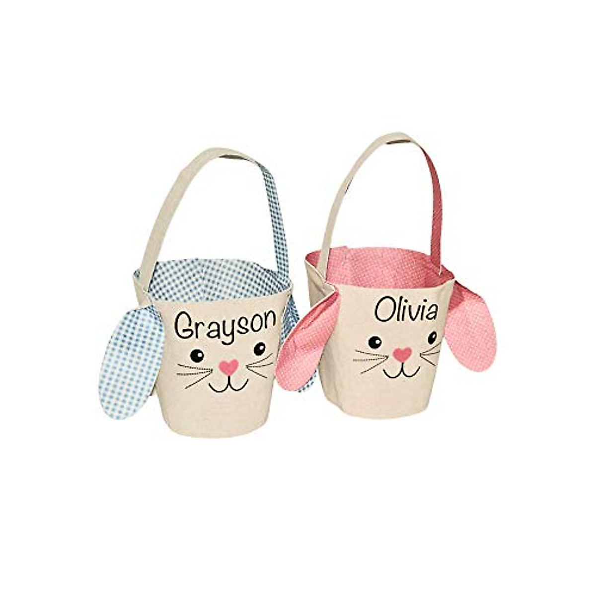 Personalized Easter Basket/Rustic Bunny Easter Baskets/Canvas Easter Tote/Bunny Ears Easter Basket with Name/Soft Easter Pail