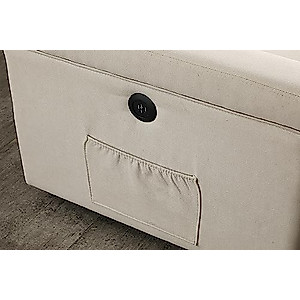 uhome Upholstered Sleeper Sofa with USB Ports sectional Couch Reversible Sofabed, Full XL, Beige