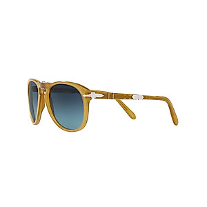 Persol Men's PO0714SM Steve McQueen Aviator Sunglasses, Opal Yellow/Blue Gradient Polarized, 54 mm