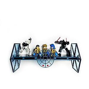 ThreeIslandsArt Tie Fighter Inspired Sci-Fi Wall Hanging with Functional Shelving: A Must-Have Star Wars Gifts for Adults Men and Women, Perfect Gaming Decor and Funko Pop Display