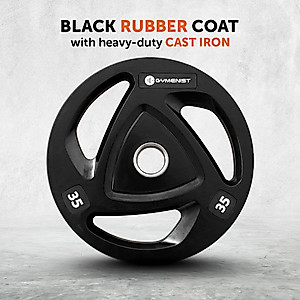 GYMENIST Premium Olympic Rubber Coated Metal Weight Plates for Men and Women – Durable Non Slip Grip and Long-Lasting Weights Plate Gym Sets for Home and Commercial Use (5 Lb - Pair, Rubber)