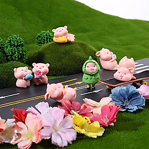 19 Pcs Miniature Figurines Toys Figure Animal Toys Set Cute Figurine Cake Toppers Mini Garden Miniature Figurines Landscape Decor for Home Desk Party Decorations (PVC,Pig)