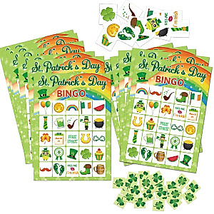 St.Patrick’s Day Bingo Game for Kids 24 Players Green Shamrock Party Game Supplies