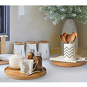 [ 2 Pack ] 10-inch Acacia Wood Lazy Susan Organizers, ACIAZAAZ Lazy Susan Turntable for Cabinet, Kitchen Turntable Storage for Table, Countertop, Pantry